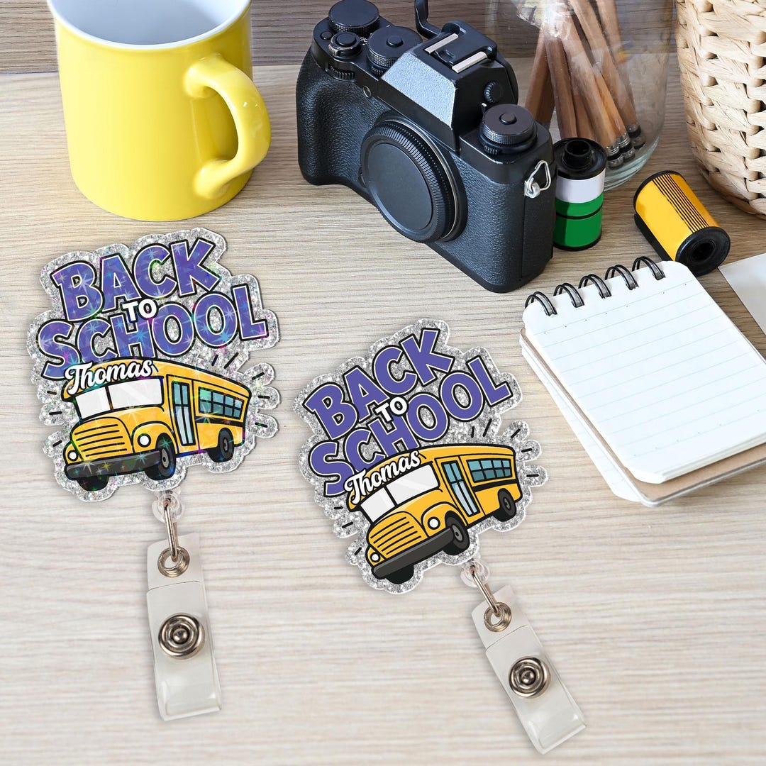 Custom School Bus Badge Reel, School Bus Driver Badge Reel, Teacher ...