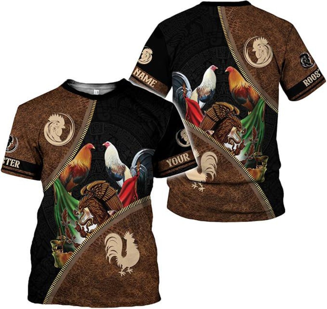 Personalized 3D Rooster T-shirt, Custom Name Mexico Rooster Shirt, Gift ...