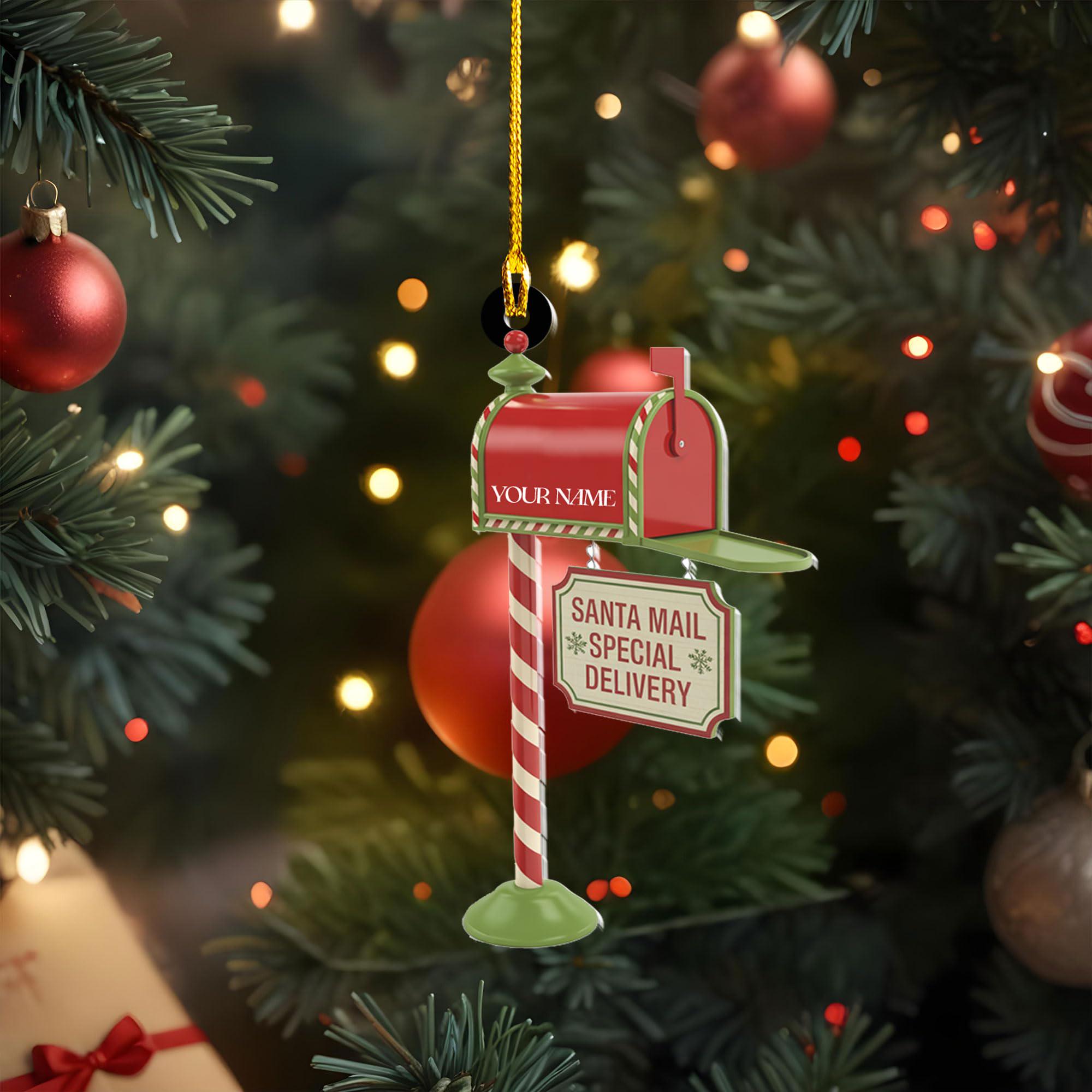 Personalized Santa Mailbox Shape Flat Ornament Home Mailman Ornament ...