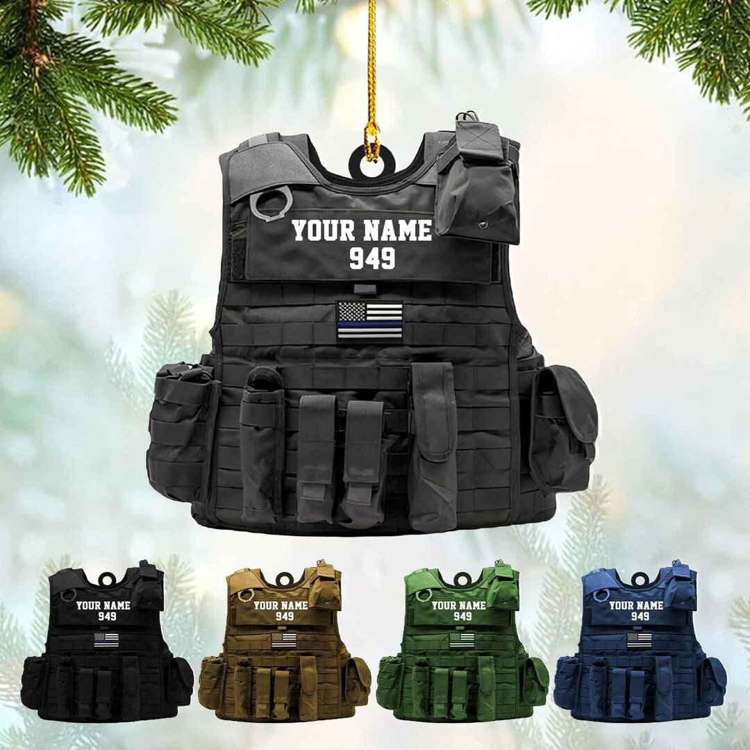 Custom Police Christmas Ornament, Personalized Bulletproof Police Vest ...