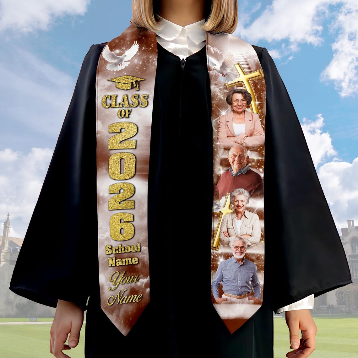 Custom in Loving Memory Graduation Stoles, Custom Graduation Stole With ...