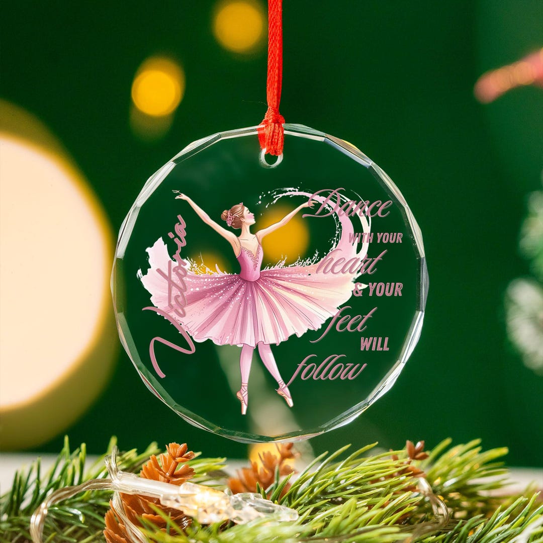 Custom Ballerina Glass Ornament, Girl Dancing Window Hanger, Ballet ...
