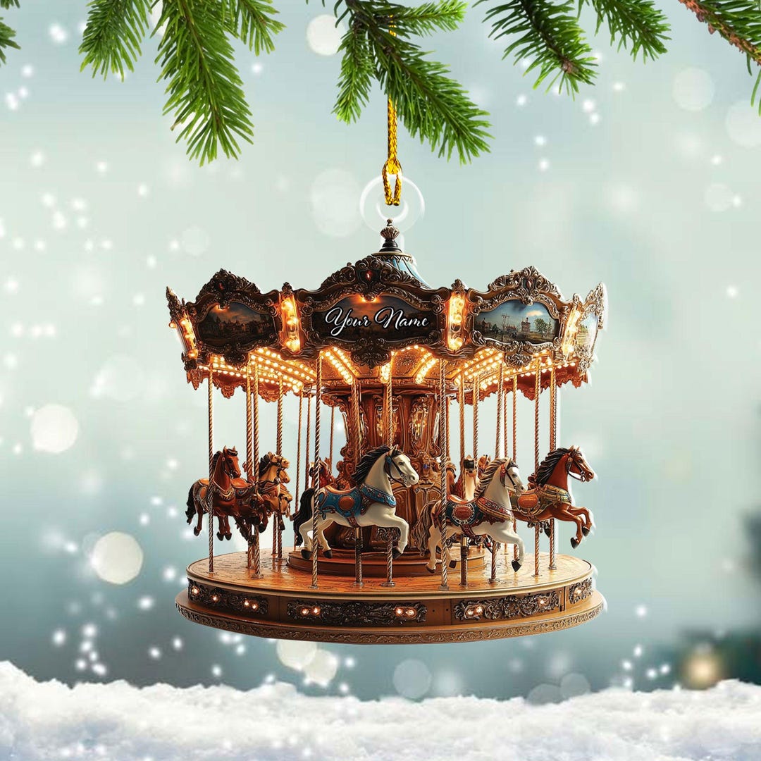 Custom Christmas Carousel Acrylic Flat Ornament,carousel Horses Xmas ...