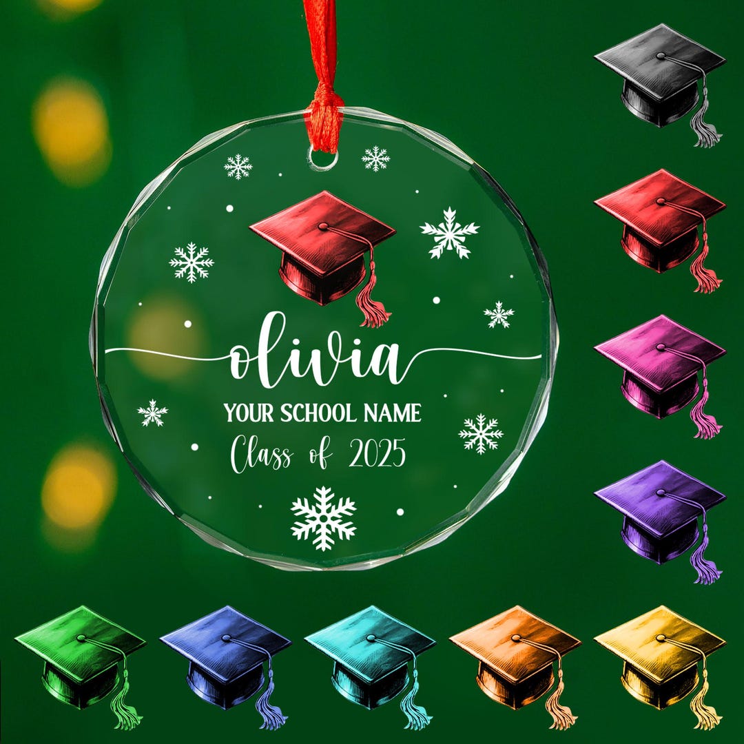 Personalized Graduation Glass Ornament, Custom School Graduation ...