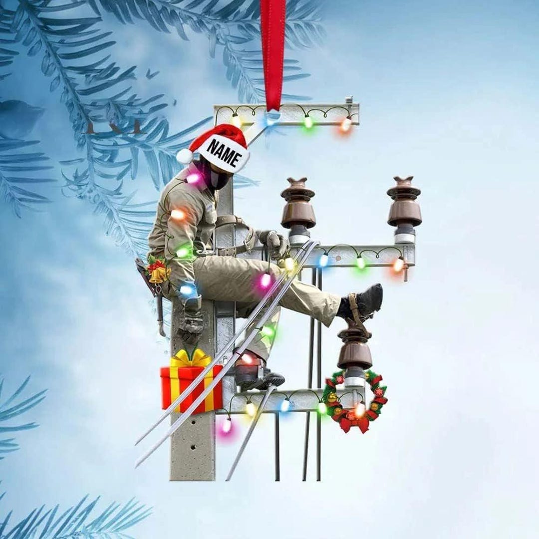 Personalized Lineman Christmas Ornament, Worker Lineman Tree Hanger ...