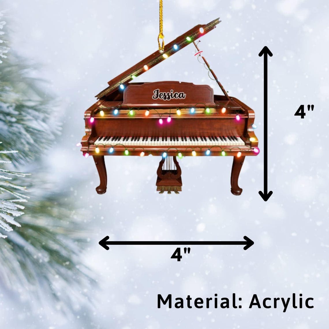 Personalized Piano Christmas Ornament, Music Christmas Flat Ornament ...