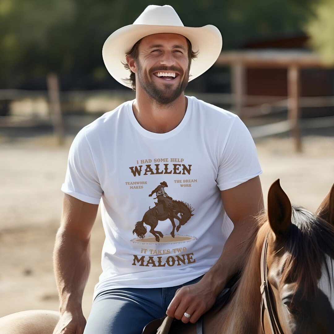 Wallen X Malone Bucking Cowboy Tee, I Had Some Help Tee, Wallen Shirt ...