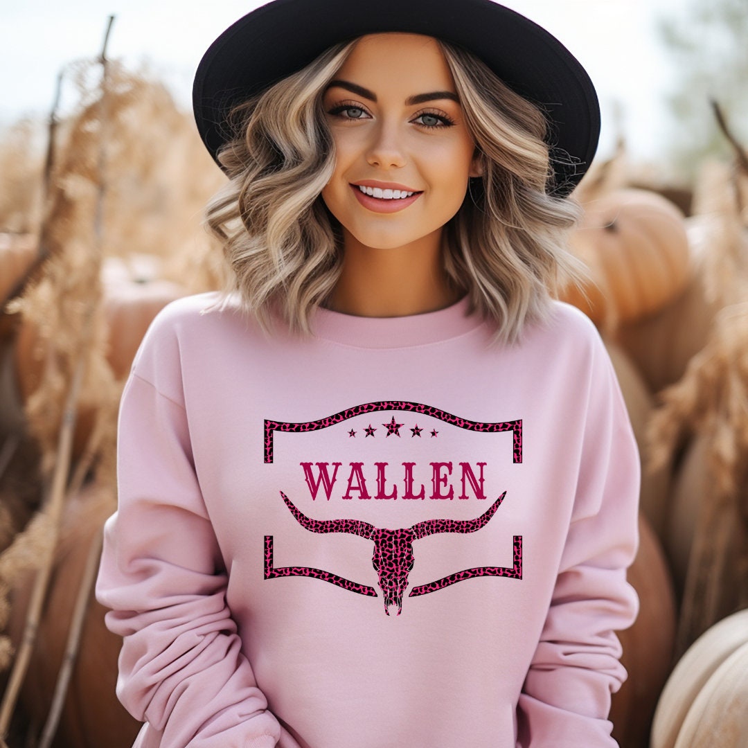 Pink Longhorn Wallen Sweatshirt: Western Country Music Graphic Tee - Etsy