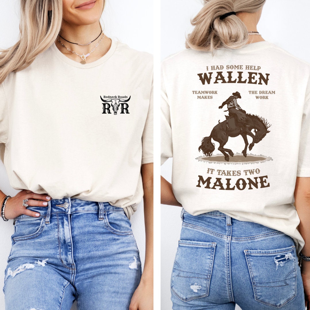 Wallen X Malone Bucking Cowboy Tee, I Had Some Help Tee, Wallen Shirt ...