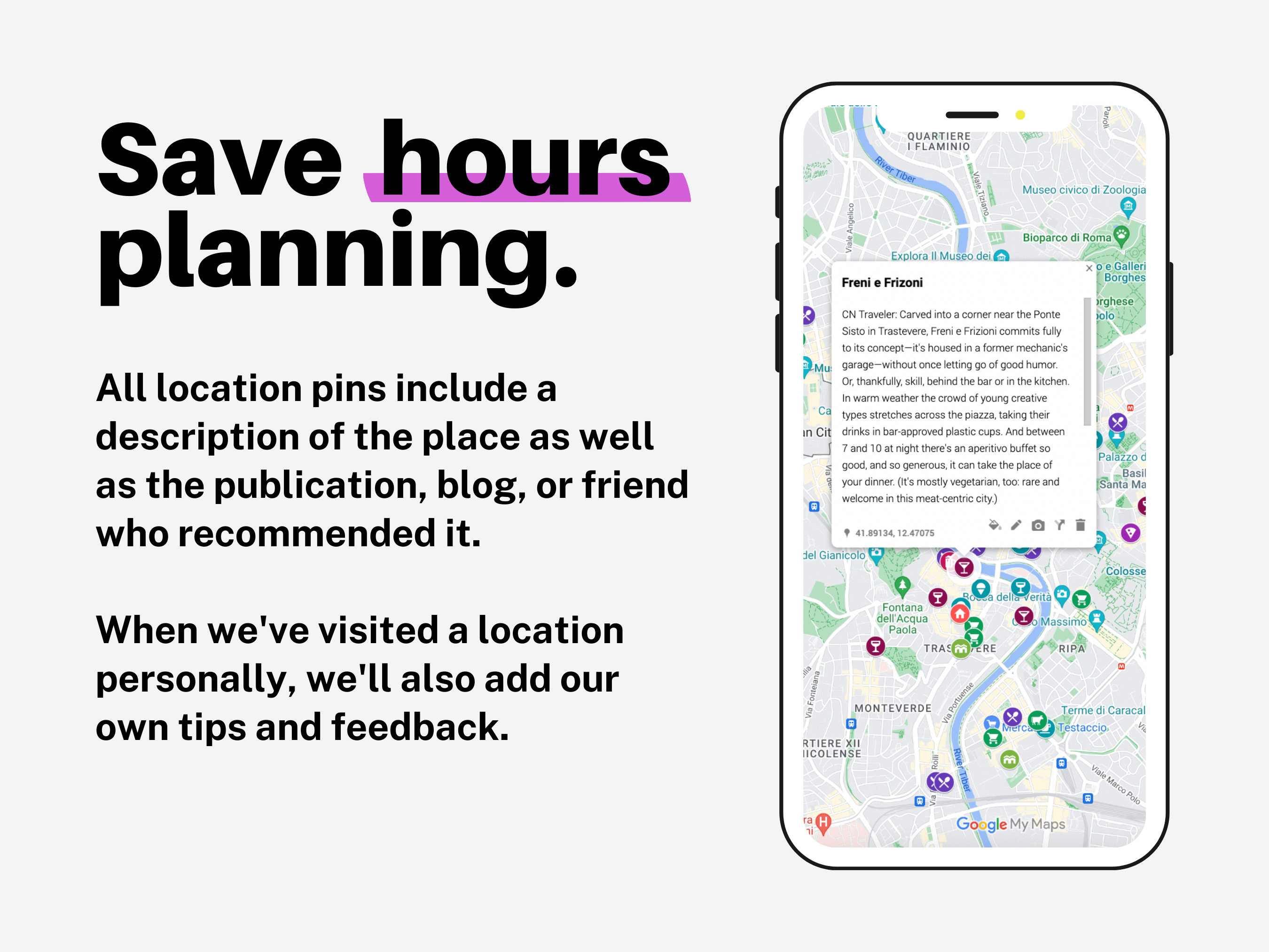 Rome Digital Travel Map for Google Maps Location Pins - Etsy
