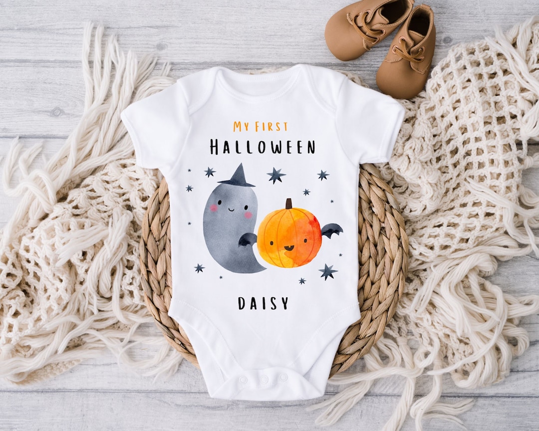 My 1st Halloween Baby Bodysuit, 1st Trick Treat, First Halloween Custom Baby Outfit, Baby 1st ...