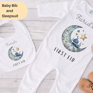 Personalised First Eid Ramadan Mubarak Baby Bodysuit, First Eid Sleep ...