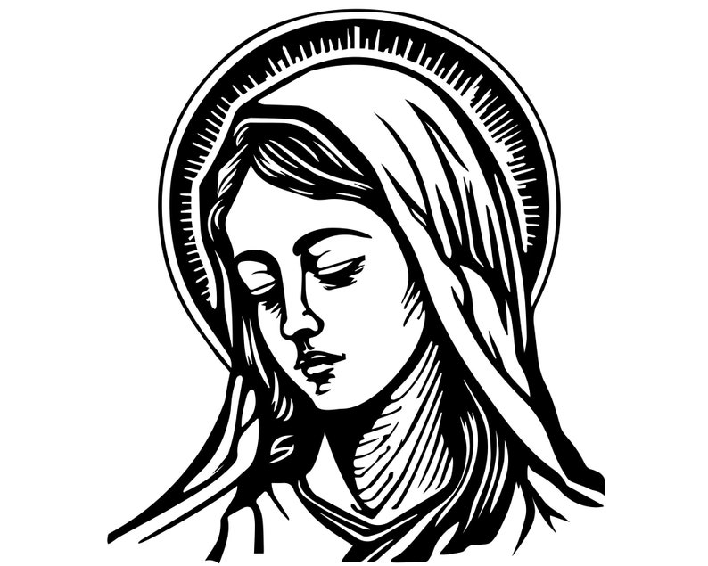 Our Lady Mary Vector Design Printable & Cutting File DIY Artwork: Ai ...