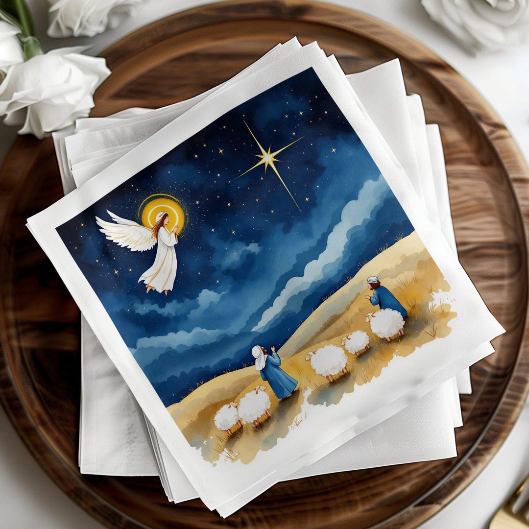 Christmas Nativity Scene Napkins, Holiday Table Decor, Festive Dinner ...