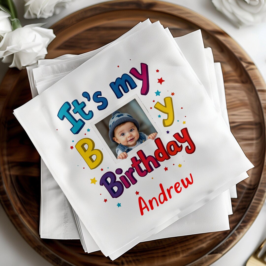 Custom Birthday Cocktail Napkins, Photo Napkins, Birthday Serviettes ...