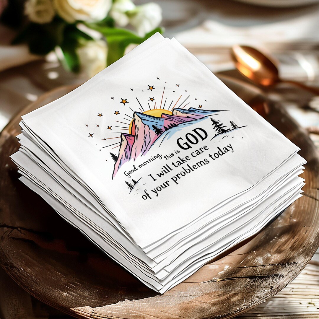 Christian Cocktail Napkin Set, Inspirational Breakfast Napkins, Faith ...