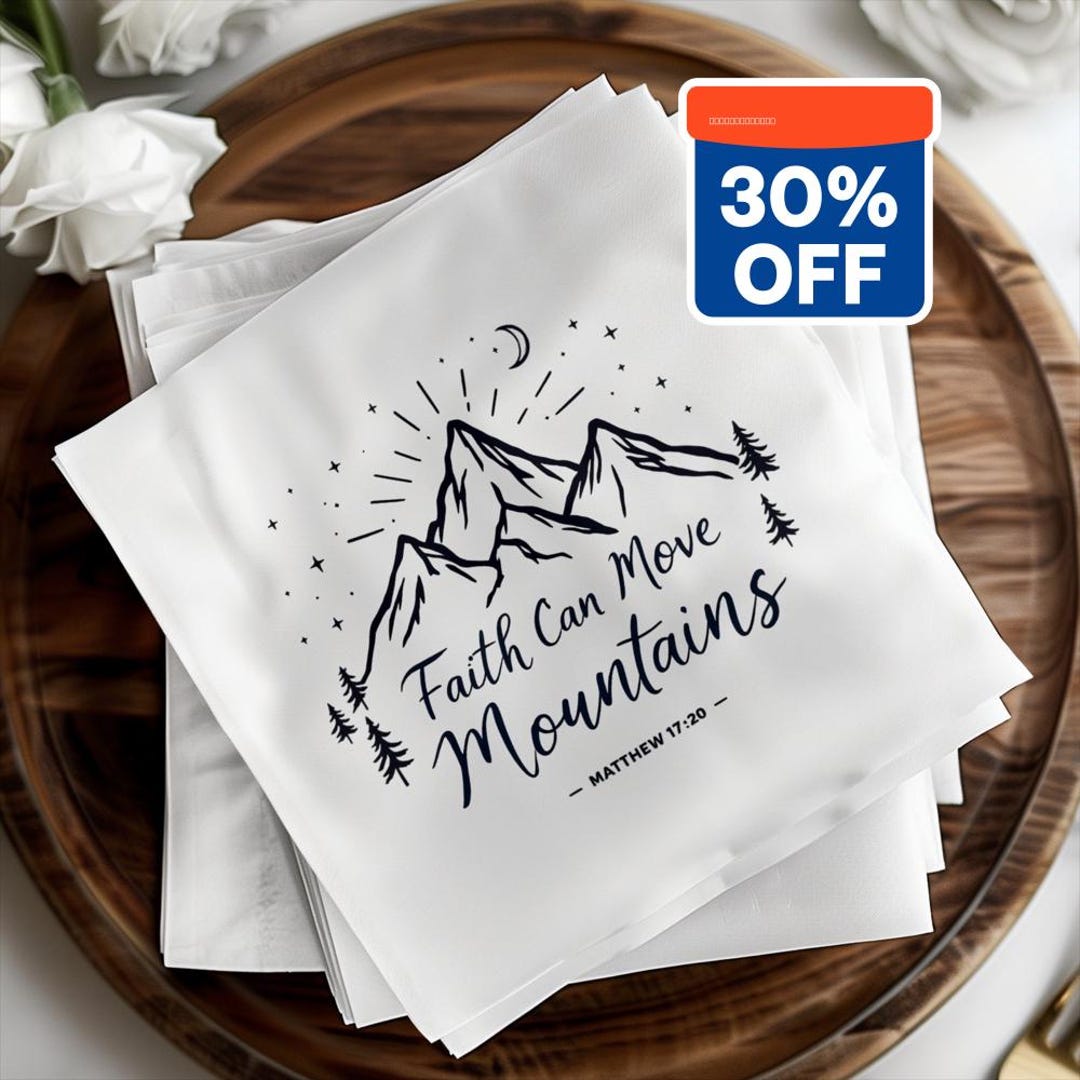Christian Cocktail Napkins, Bible Verse Gift, Faith Move Mountain ...