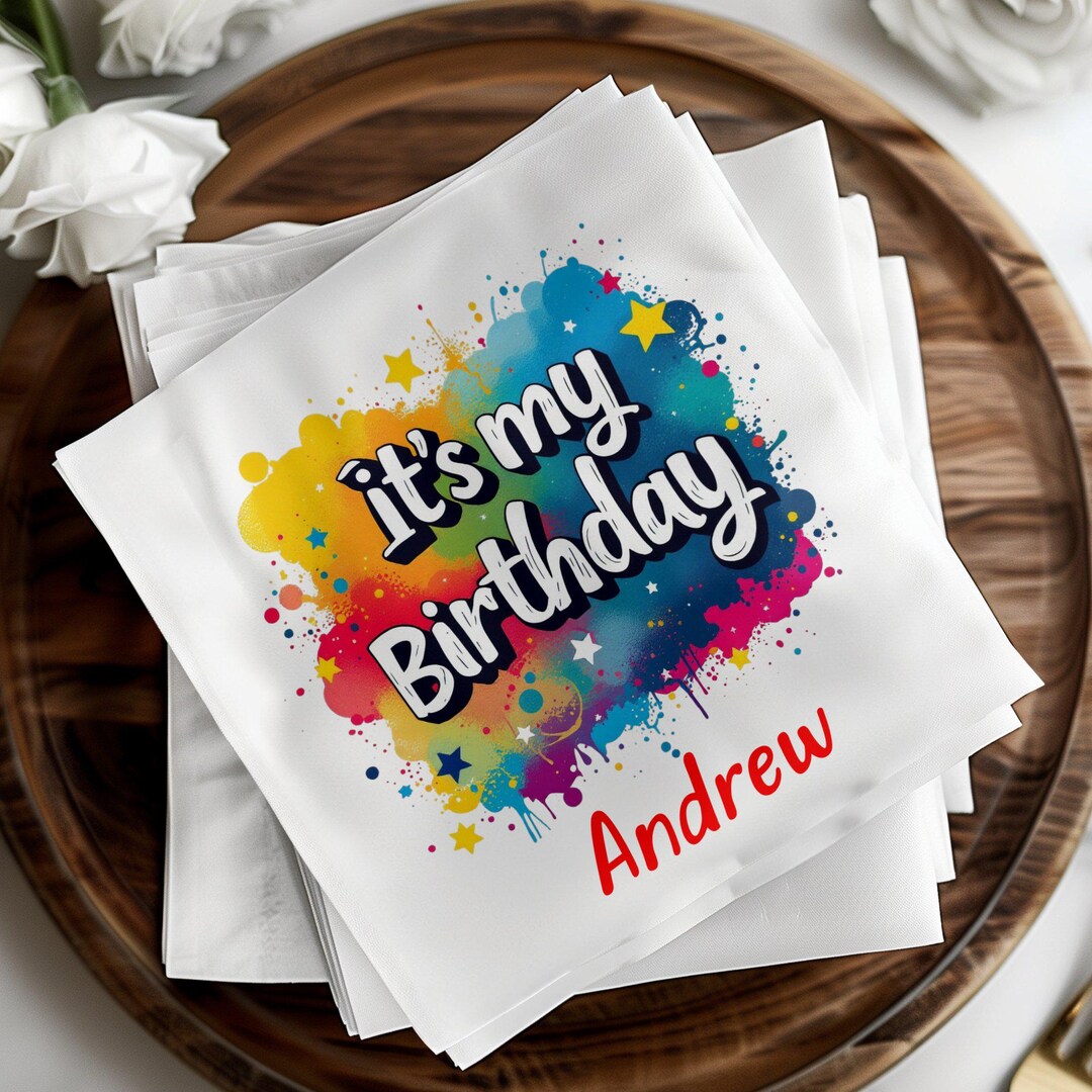 Custom Birthday Napkins, Printed Photo Napkin, Personalized Party ...