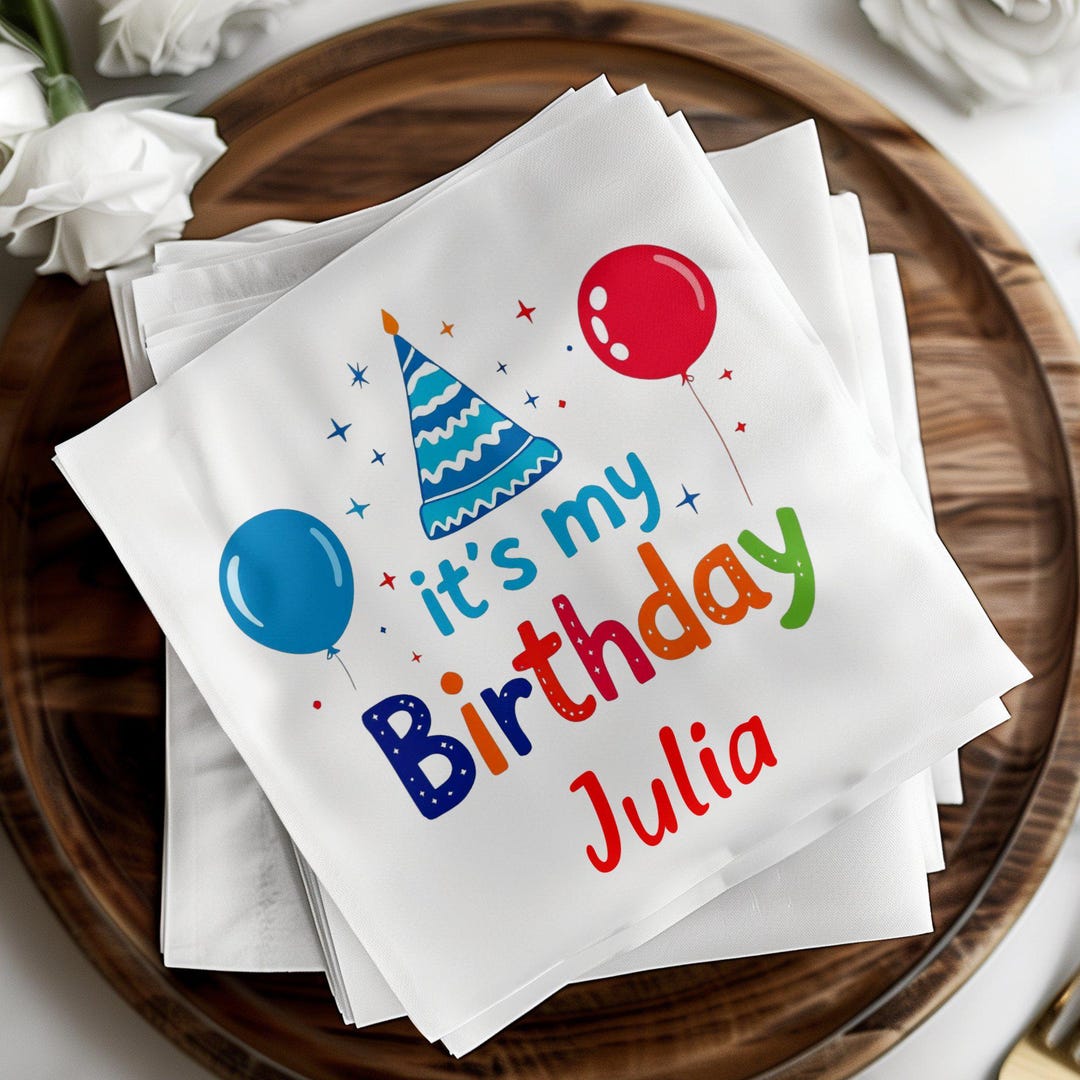 Custom Birthday Napkins, Printed Photo Napkin, Cocktail Napkin ...
