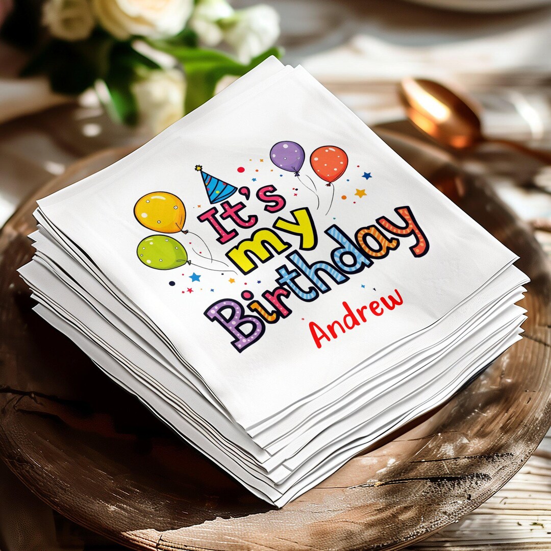 Custom Birthday Napkins, Printed Photo Napkin, Cocktail Napkins ...
