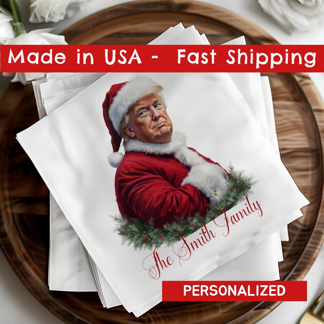 Personalized MAGA Trump Christmas Napkins, Custom Family Name Napkins ...