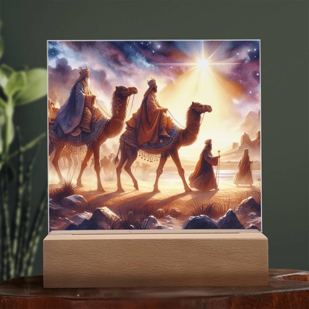 Nativity LED Acrylic Plaque With Wooden Stand, Christian Home Decor, 7 ...
