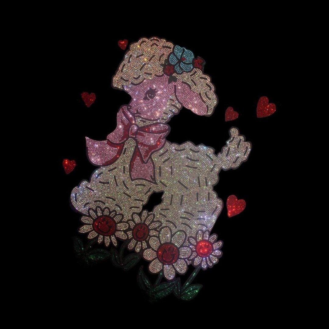 Cute Cartoon Sheep Rhinestones on Iron Heat Transfer Pattern Patch ...