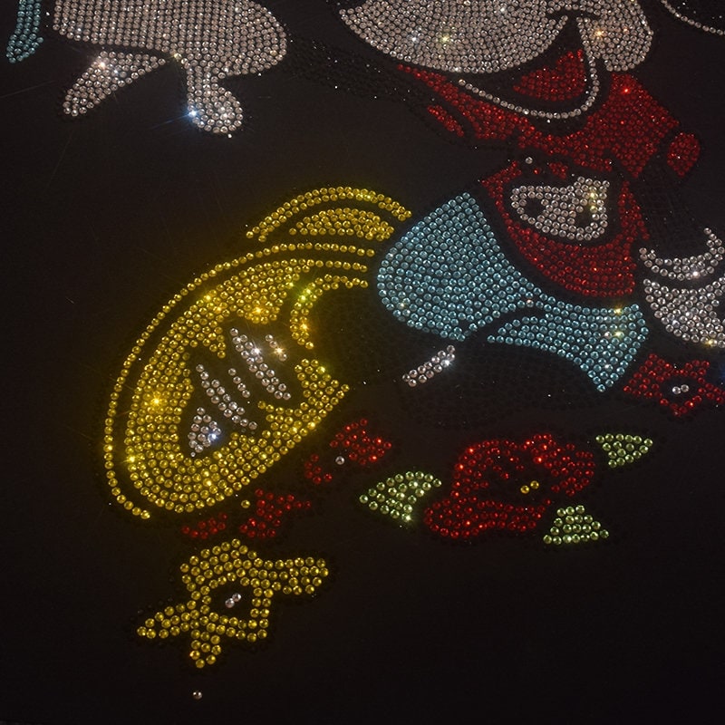 Rhinestone Colorful Cat Heat Transfer (iron-on) Design Decal , Hot Fix ...