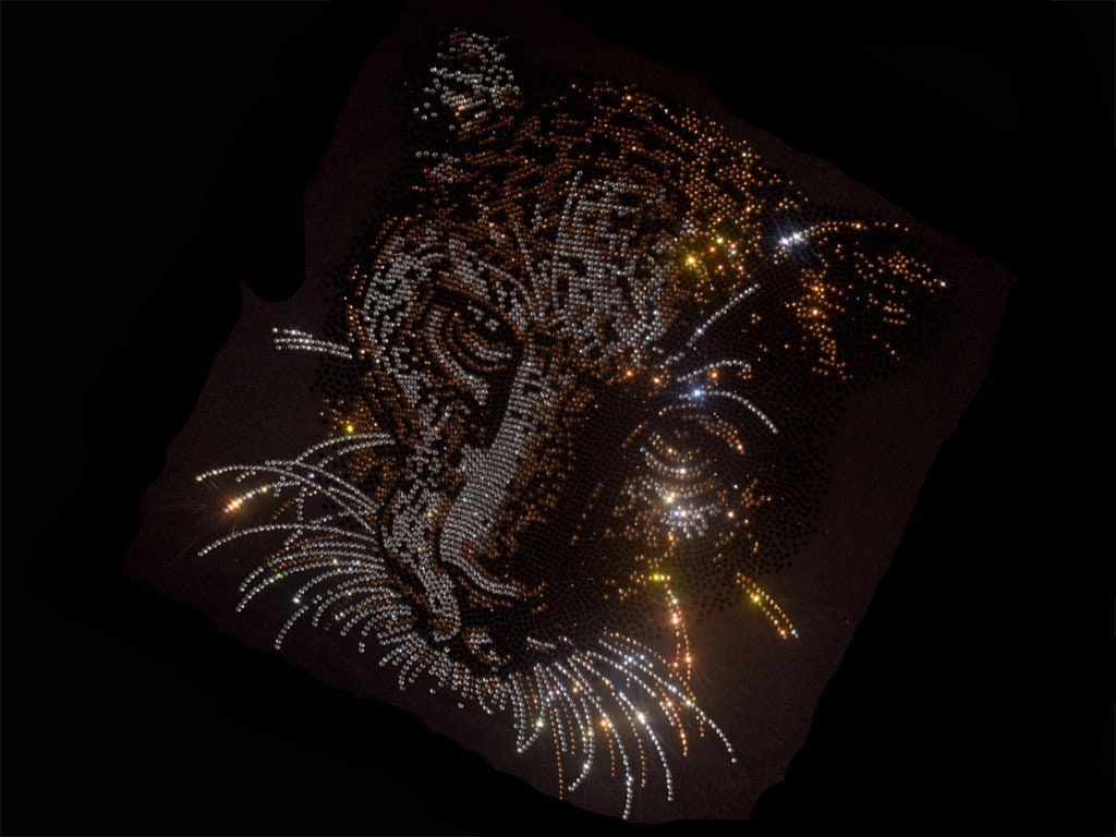 The Leopard Rhinestone Transfer Bling Hot Fix Iron on Patch Motif ...