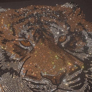 Tiger Rhinestone Transfer Bling Hot Fix Iron on Patch Motif Design ...