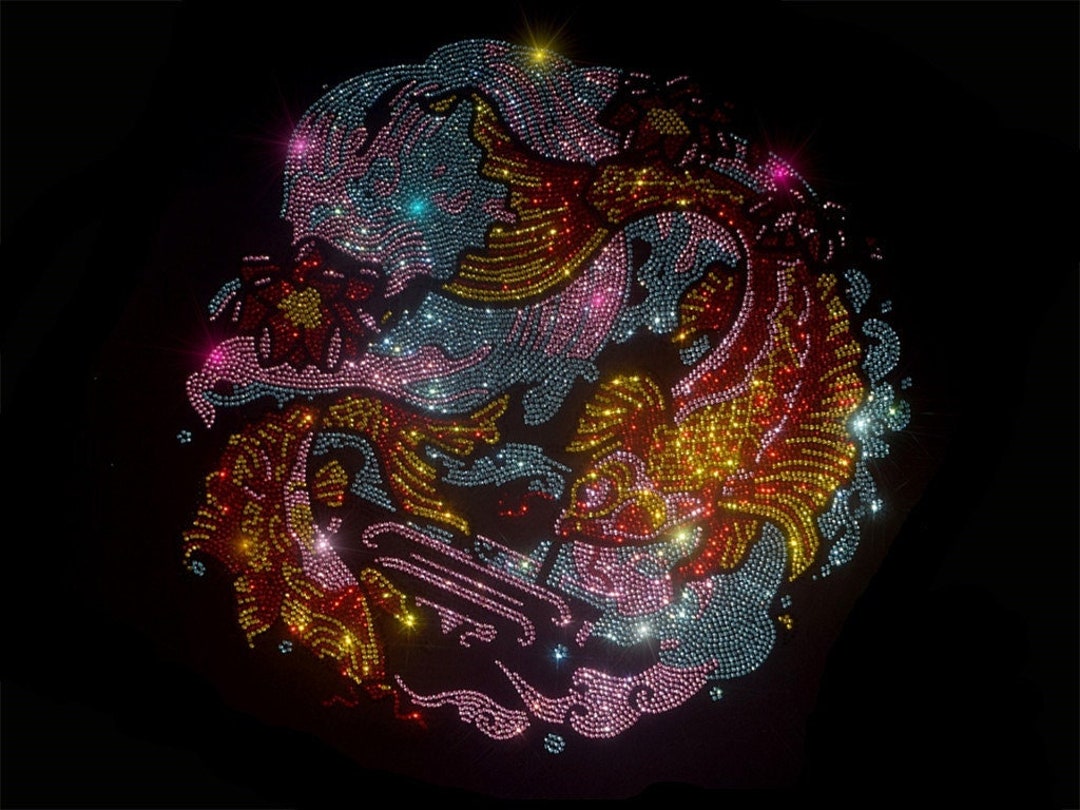 Fish Rhinestone Transfer Bling Hot Fix Iron on Patch Motif Design ...