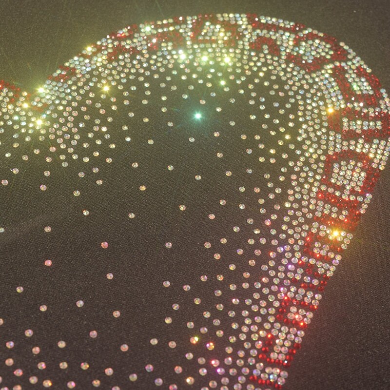 Love Heart Rhinestone Transfer Bling Hot Fix Iron on Patch Motif Design ...