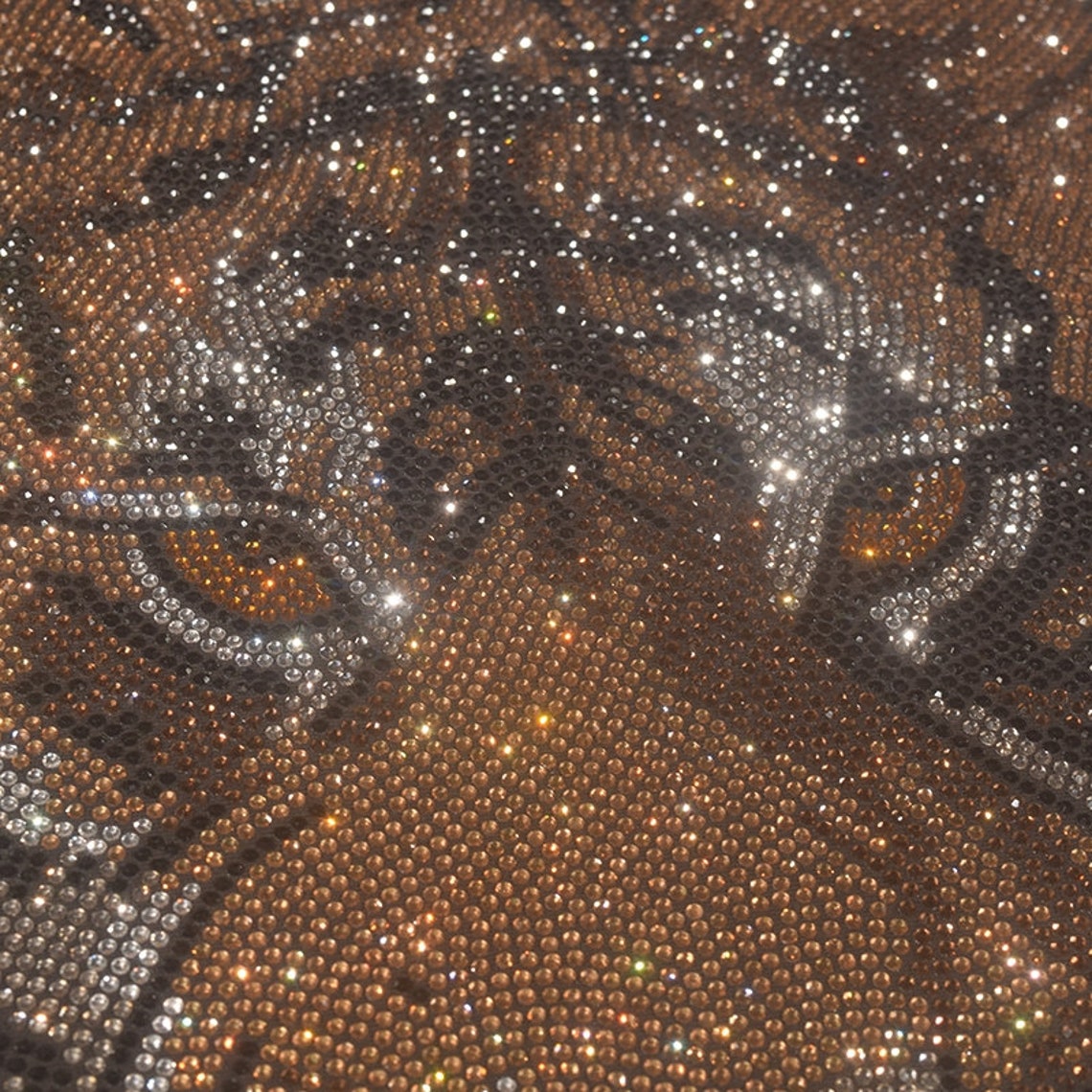 Tiger Rhinestone Transfer Bling Hot Fix Iron on Patch Motif Design ...