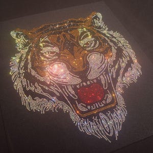 Domineering Tiger Head Rhinestones Iron Heat Transfer Pattern Patch，men ...