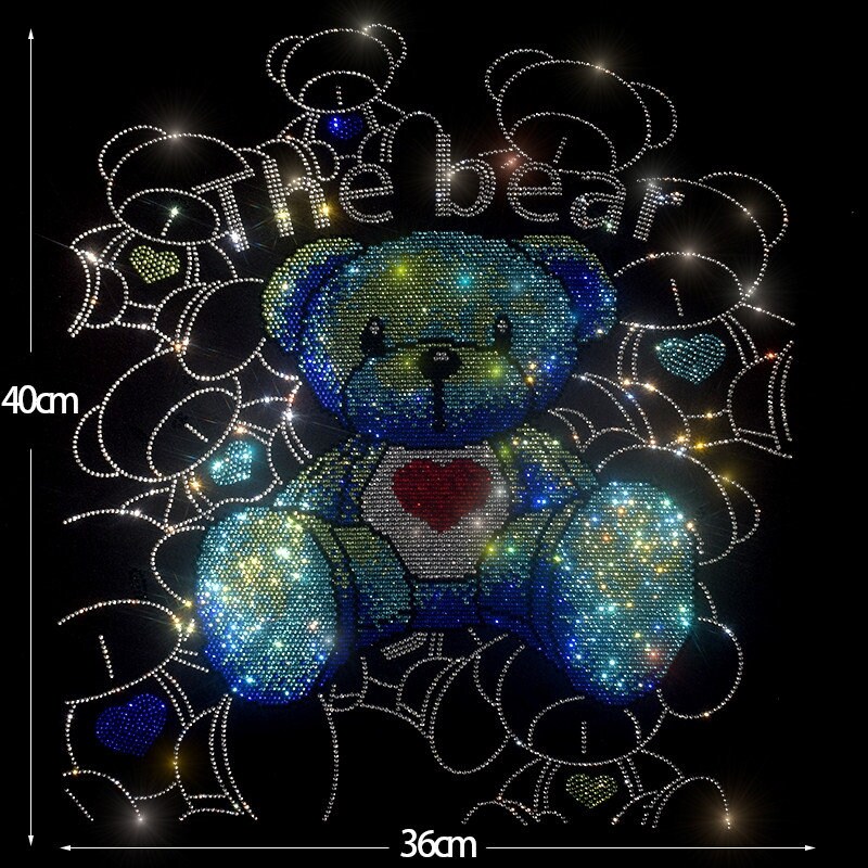Little Bear Rhinestone Transfer ，design Decal for DIY ，iron on Hot Fix ...