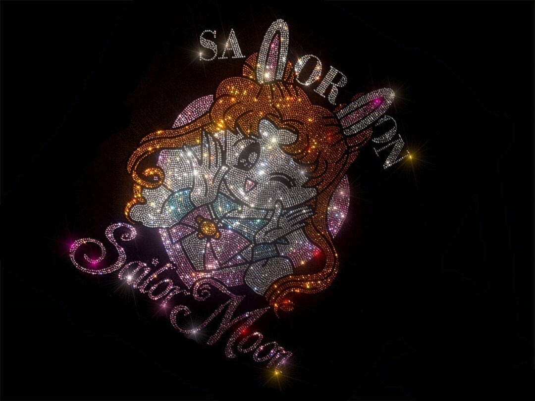 Cartoon Girl Rhinestone Iron-on Crystal Bling Transfer Applique Motif ...