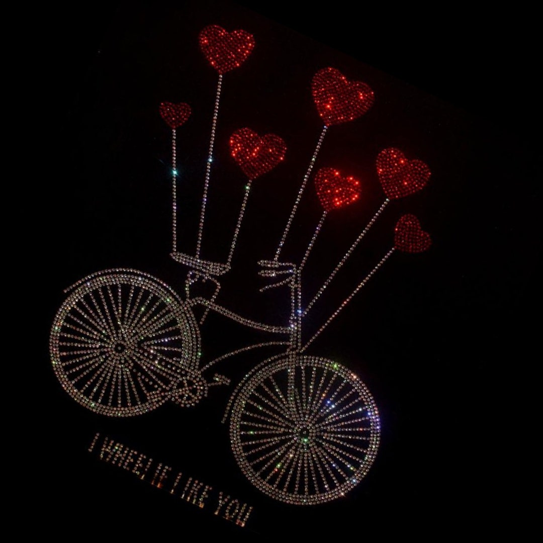 Lucky Love Rhinestone Transfer Bling Hot Fix Iron on Patch Motif Design ...