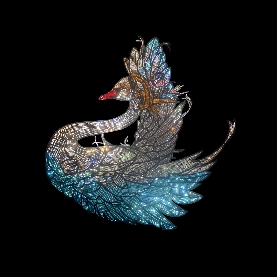 Cute Swan Rhinestone Iron Heat Transfer Decal, Jacket Rhinestone Heat ...