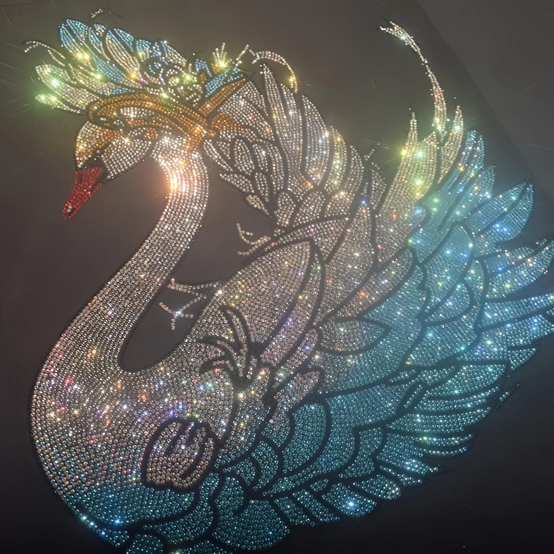 Cute Swan Rhinestone Iron Heat Transfer Decal, Jacket Rhinestone Heat ...