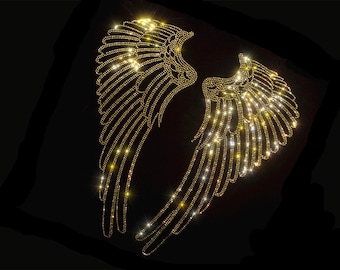Small Clear Crystal Angel Wings Iron on Rhinestone Transfer Bling Hot ...