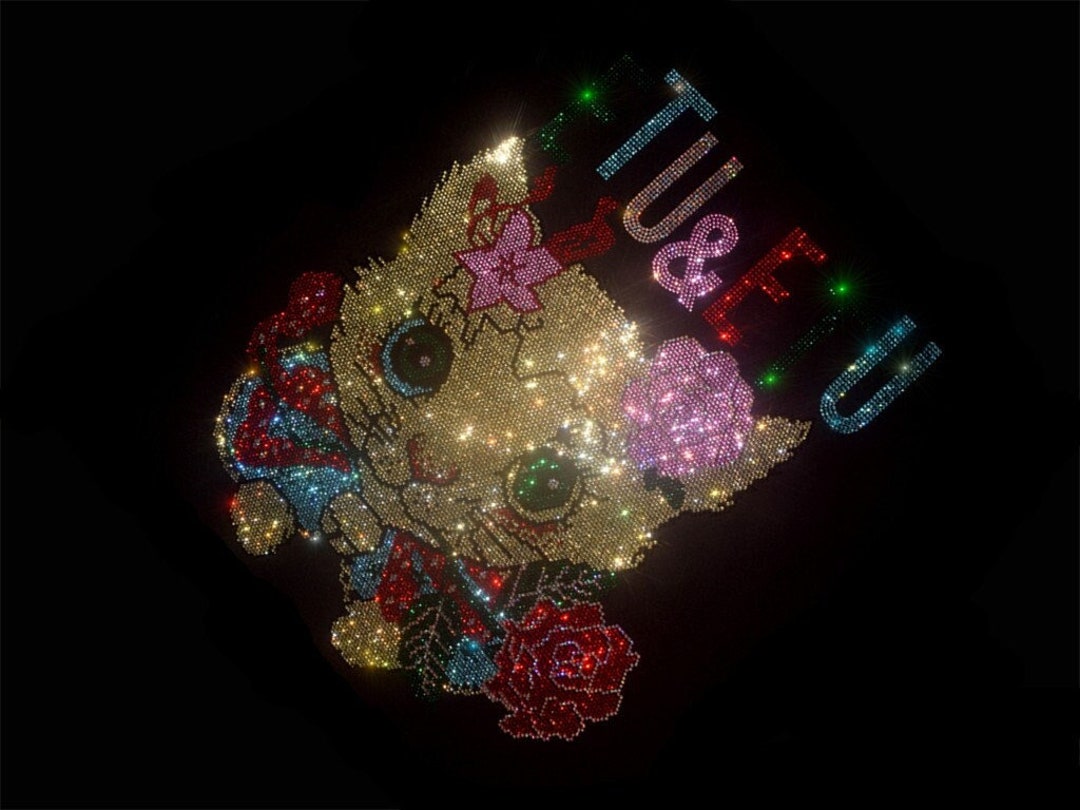 Rhinestone Colorful Cat Heat Transfer (iron-on) Design Decal , Hot Fix ...