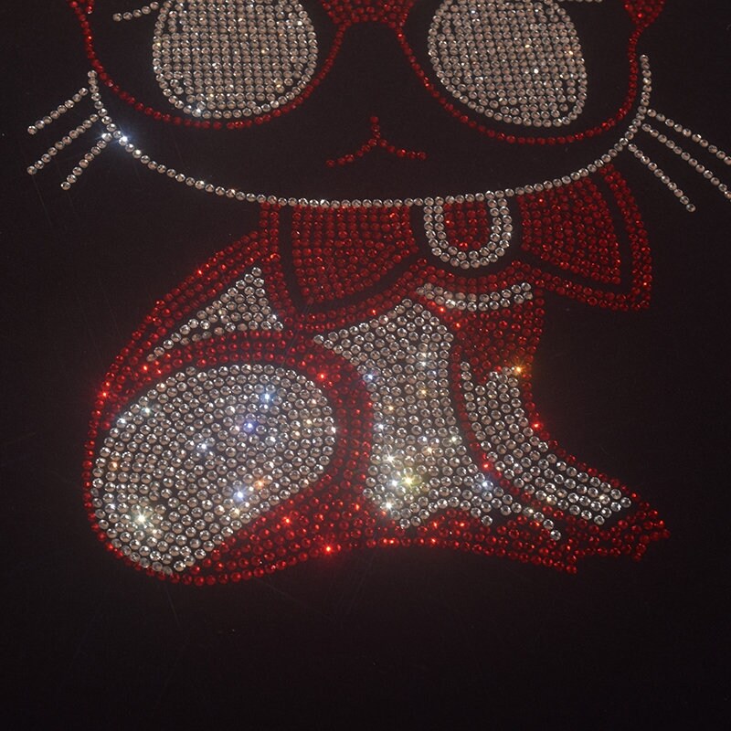 Cartoon Cat Rhinestone Transfer Bling Hot Fix Iron on Patch Motif ...