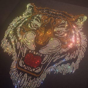 Domineering Tiger Head Rhinestones Iron Heat Transfer Pattern Patch，men ...