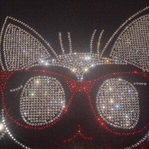 Cartoon Cat Rhinestone Transfer Bling Hot Fix Iron on Patch Motif ...