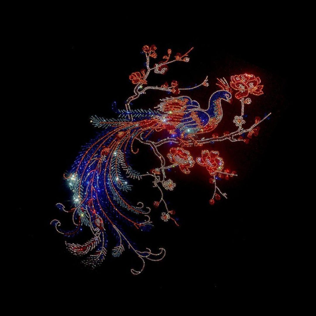 Animal Phoenix Rhinestone Transfer Bling Hot Fix Iron on Patch Motif ...