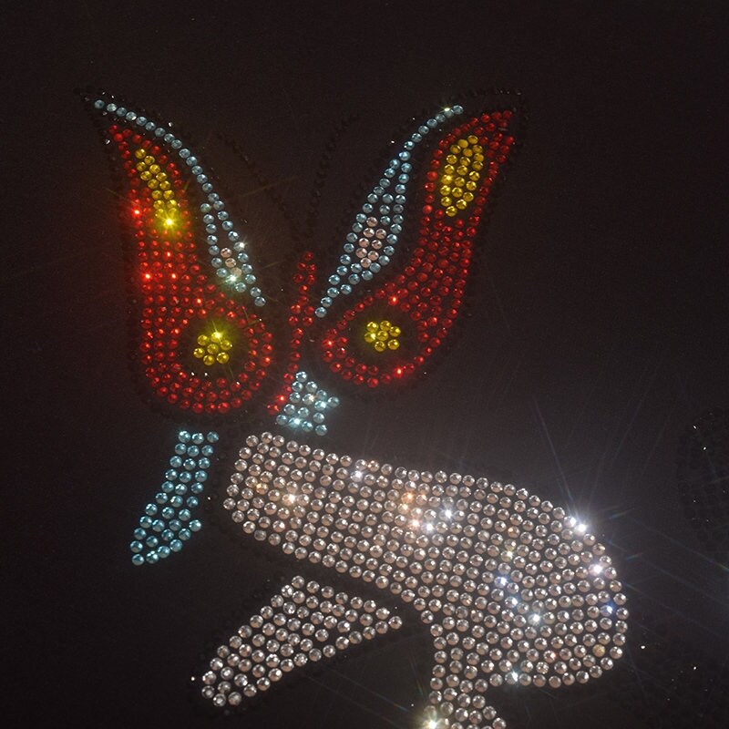 Rhinestone Colorful Cat Heat Transfer iron-on Design Decal , Hot Fix ...