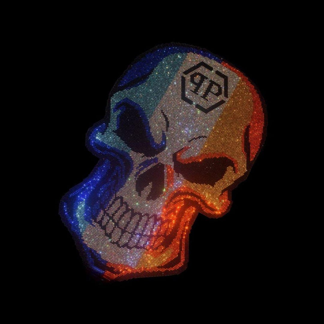 Rhinestone Cool Skull Iron on Heat Transfer Decal, Men's Punk Jacket ...