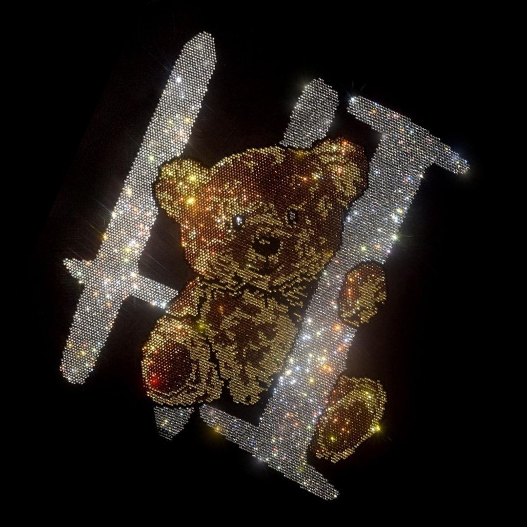 Cute Little Bear Rhinestone Transfer Bling Hot Fix Iron on Patch Motif ...