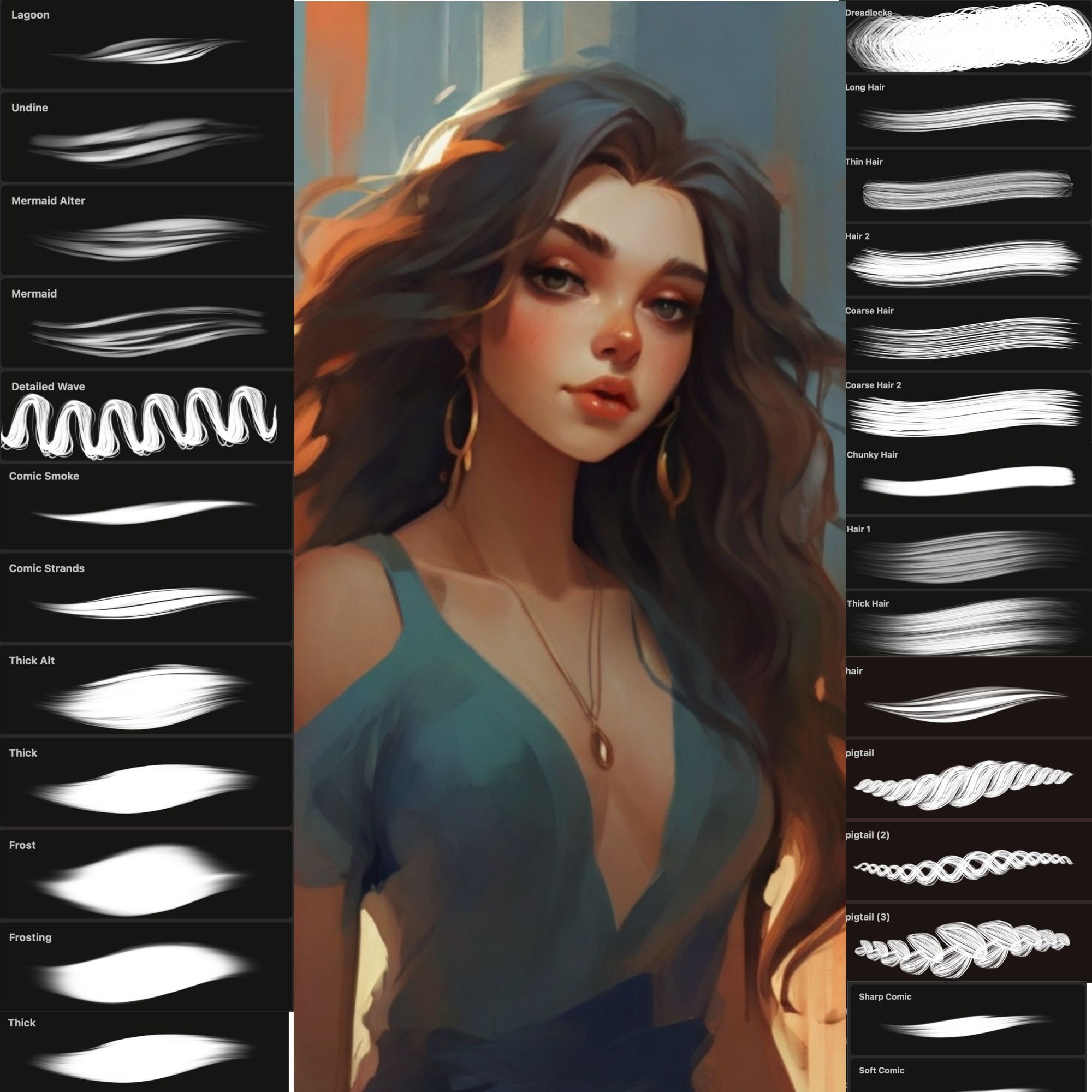 80+ Procreate Hair Brushes | Realistic Hair Brushes for Procreate All ...