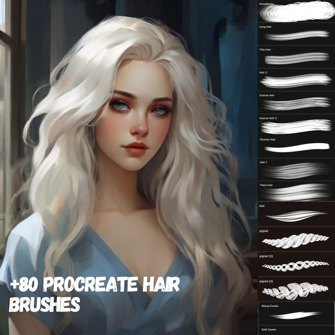 80+ Procreate Hair Brushes | Realistic Hair Brushes for Procreate All ...